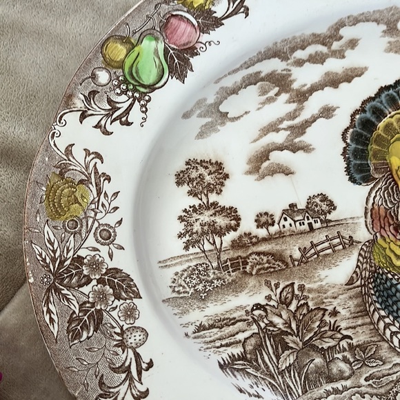 Dining | Vintage 5s Turkey Transferware Thanksgiving Platter Made In ...